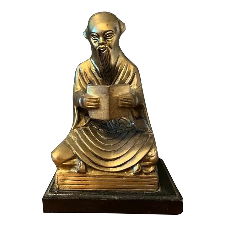1930s Brass Chinese Elderly Man Sculpture | Chairish