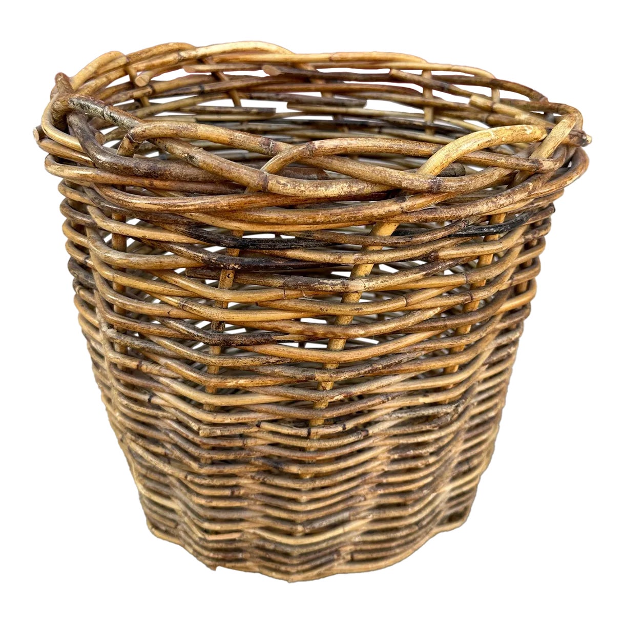 Vintage Rustic European Thick Wicker Basket | Chairish