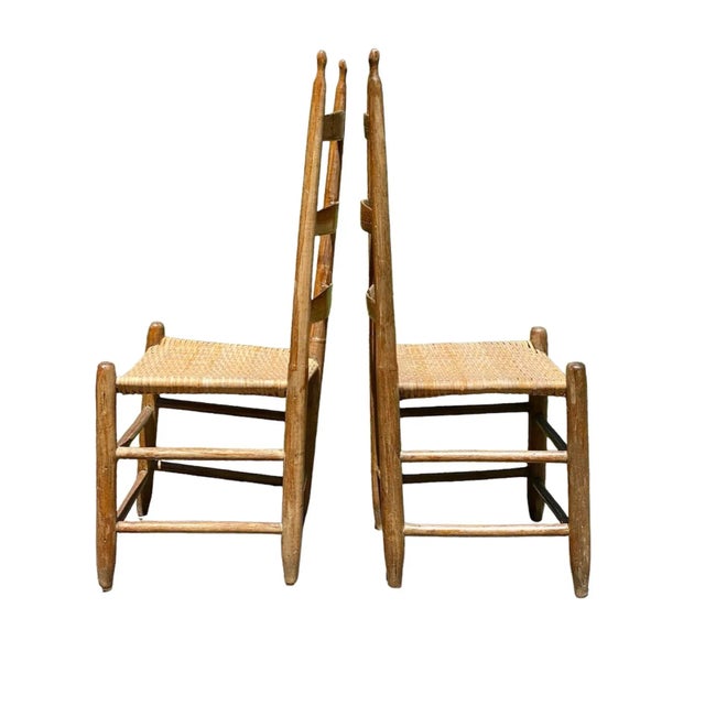 Pair of 19th Century Antique Southern Ladderback Side Chairs - Splint ...