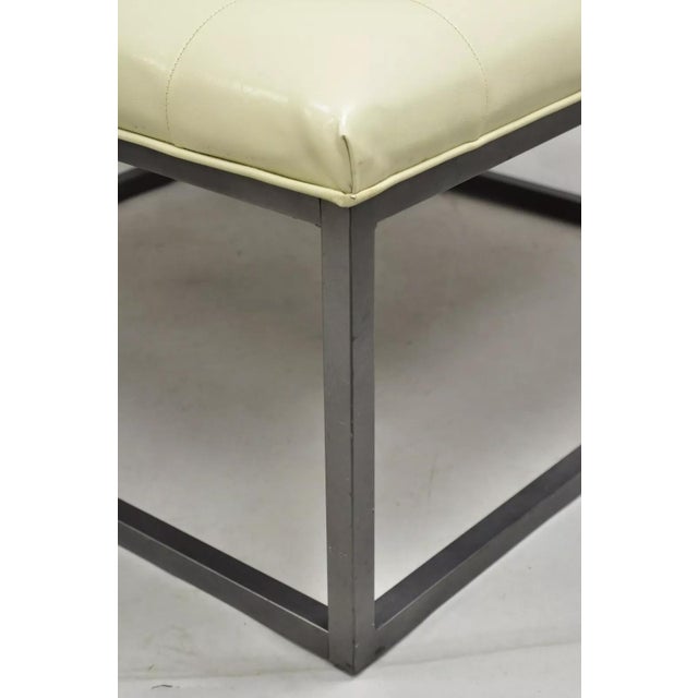 Modern Pearl Bonded Leather Steel Frame Button Tufted Square Cocktail