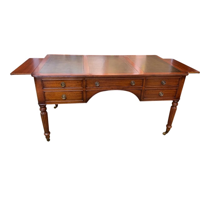 English Mahogany Desk Made in England With a Leather Green Top With ...