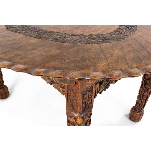 Asian Burmese Style Walnut Dining Table | Chairish