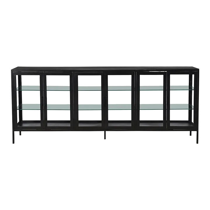 Gunmetal & Glass Sideboard | Chairish