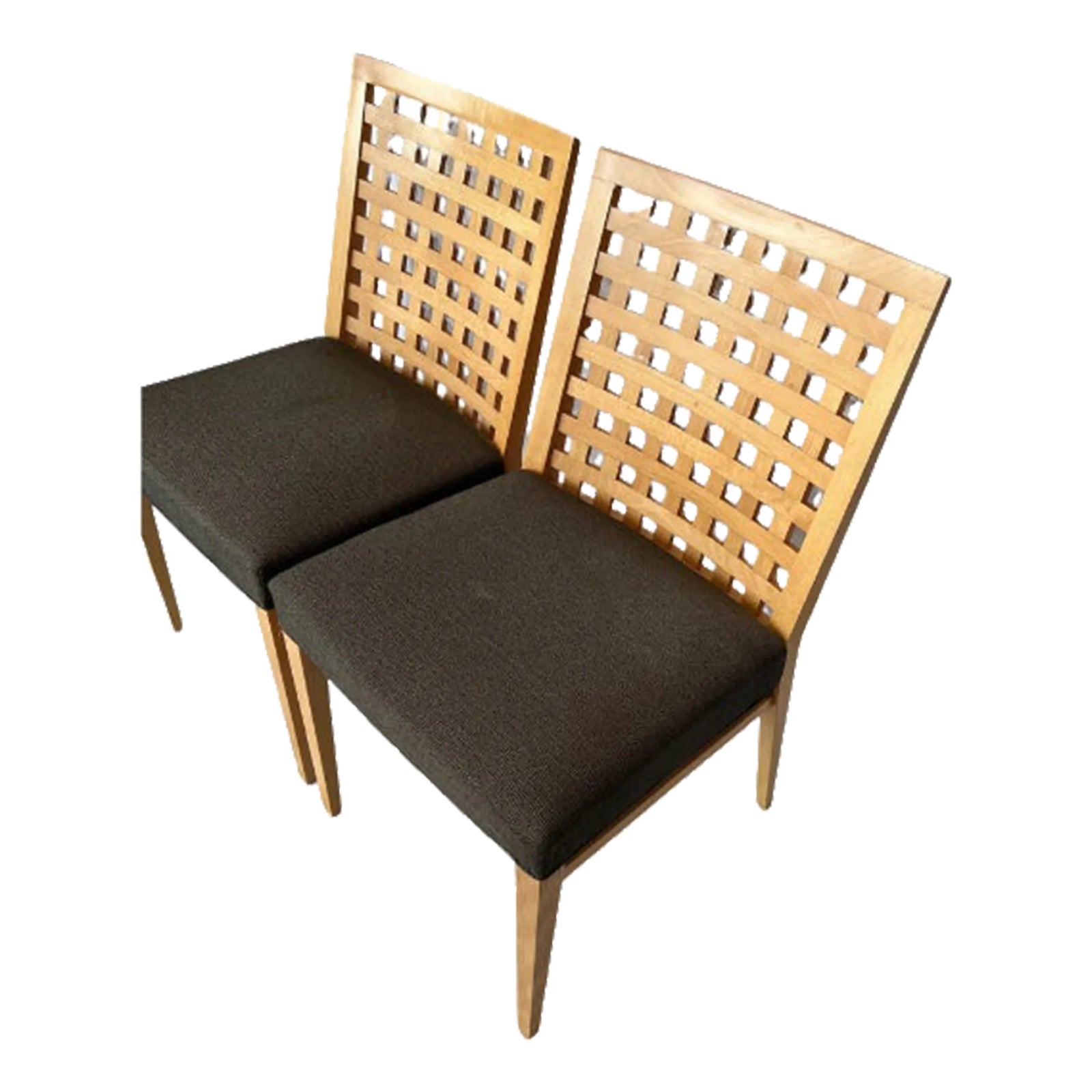 Bernhardt Wood Woven-Back Dining Chairs - Set of 2 | Chairish