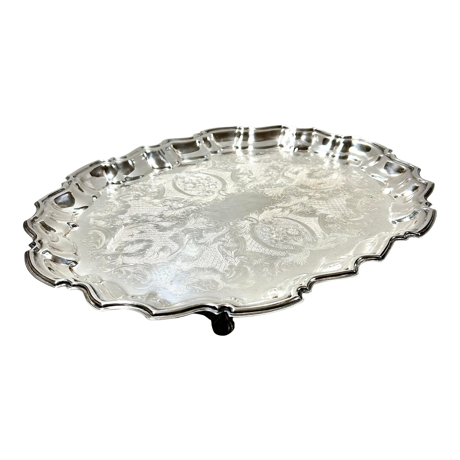 Antique Footed Silverplate Gallery Tray, American Raimond Silver Co ...