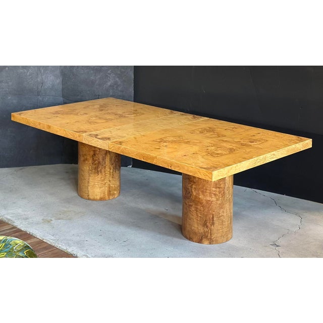 Leon Rosen Burlwood Double Pedestal Dining Table, Pace Collection, 1970 ...