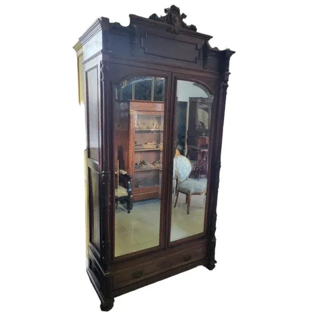 Antique Spanish Fernandino Mahogany Wardrobe with Bevelled Mirror ...