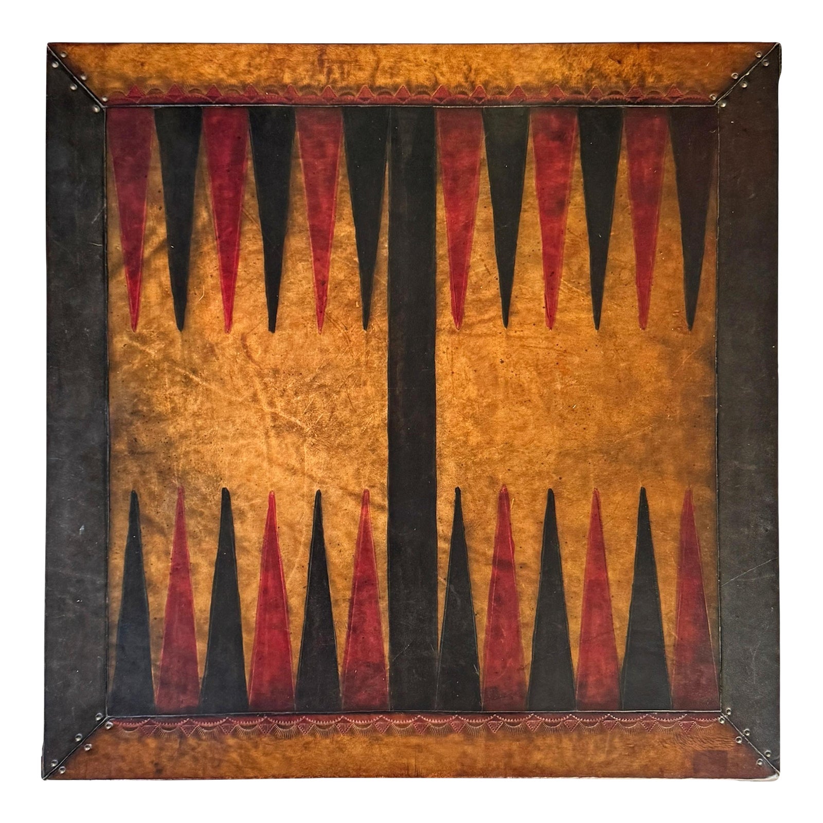 Vintage Hand-Tooled Leather Backgammon Game Board | Chairish