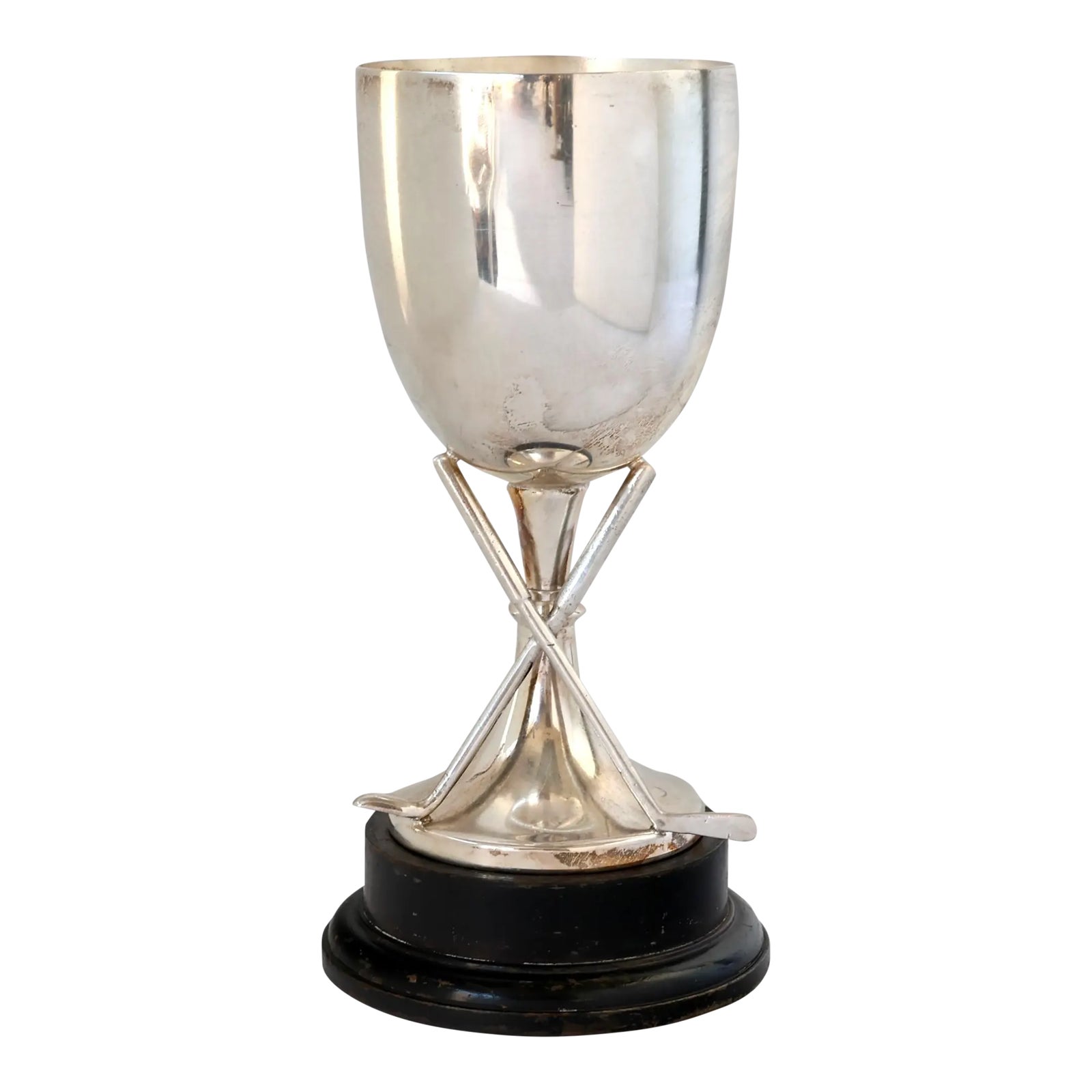 Mid 20th Century English Silver-Plate Golf Trophy | Chairish