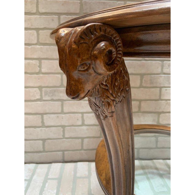 Neoclassical Style Two Tier Rams Head Side Table | Chairish