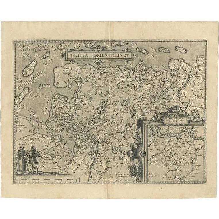 Antique Map of East Frisia by Ortelius, 1595 | Chairish