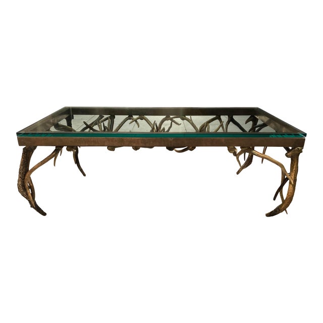 Modern Rustic Deer Antler Coffee Table Manner of Anthony Redmile | Chairish