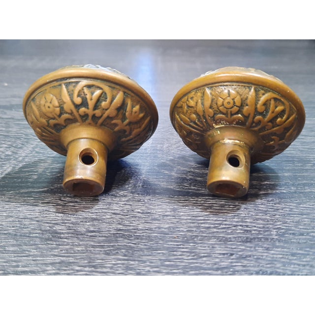 Antique Victorian Eastlake Brass Bronze Door Knobs - Set of 2 | Chairish