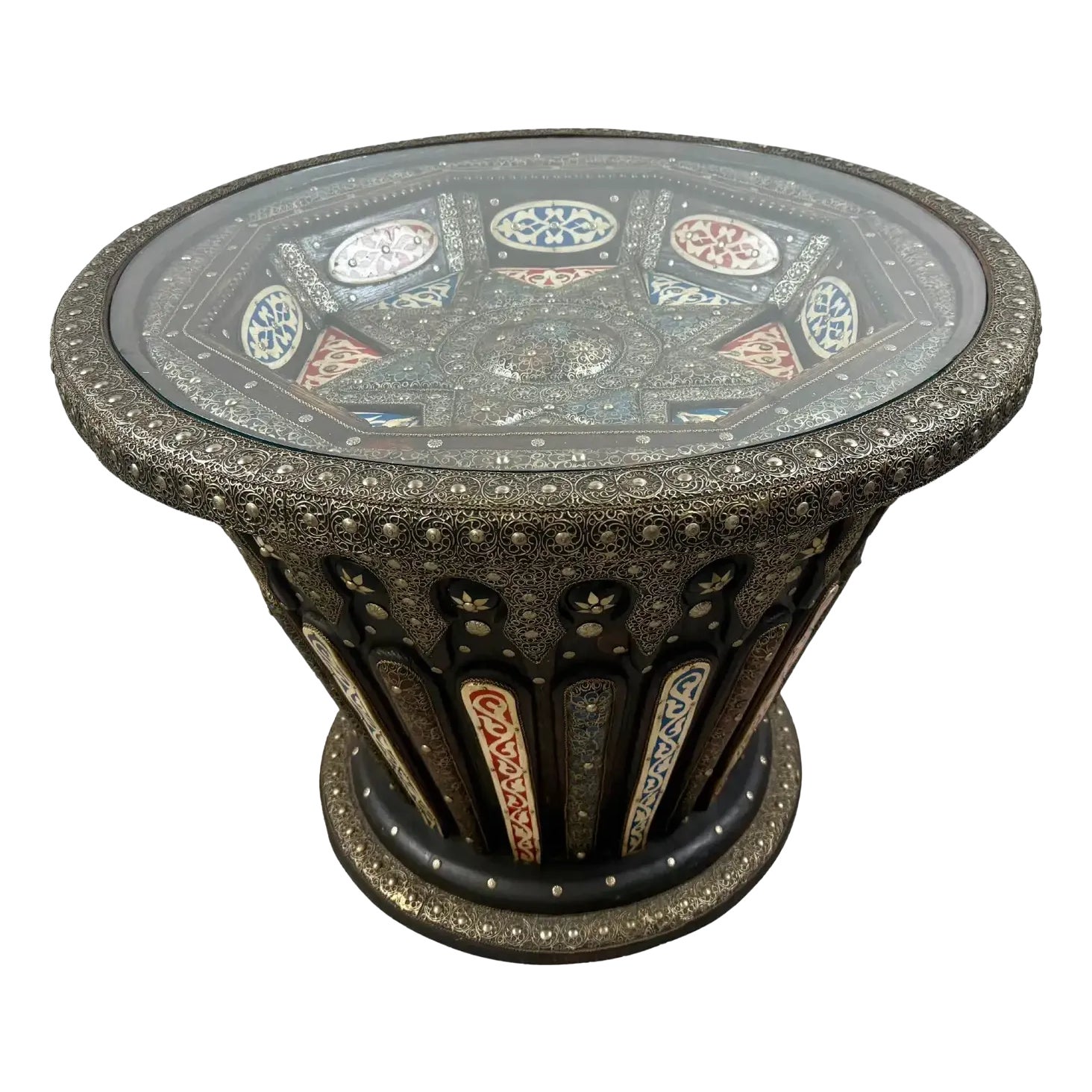 Portuguese Colonial Style Wood With Filigree Inlay Circular Center ...