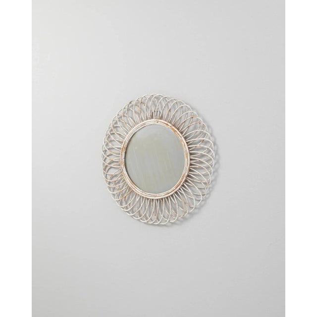20th Century French Wood White Patinated Mirror | Chairish
