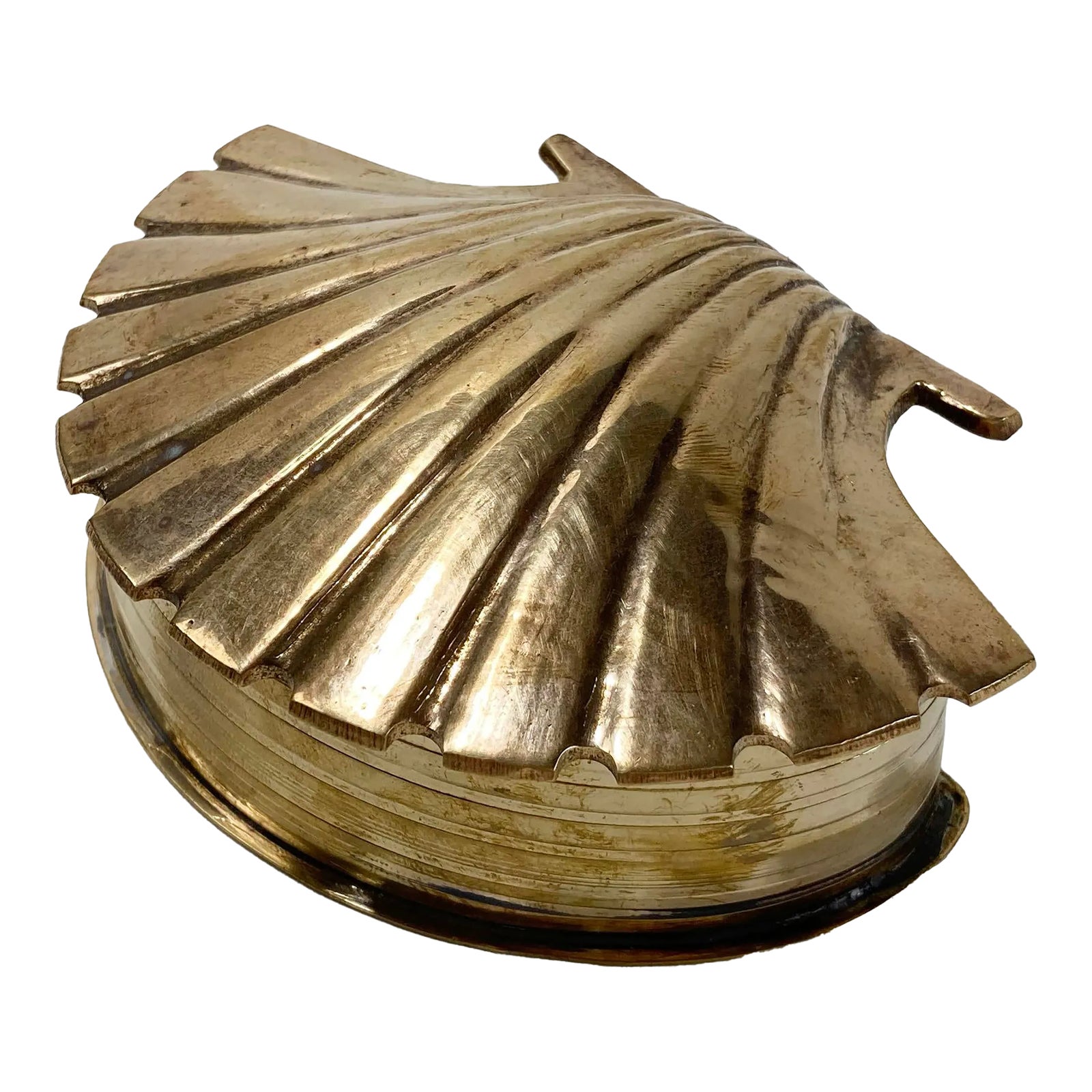 Vintage Brass Clam Shell Lidded Box | Chairish