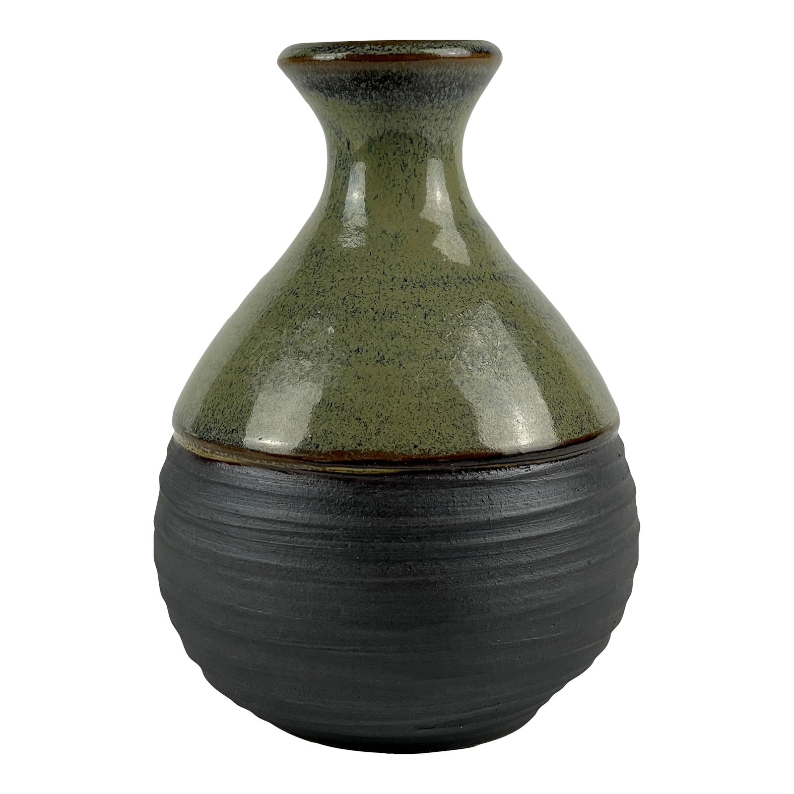 A Small Divided Signed Pottery Bud Vase | Chairish