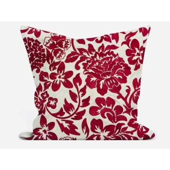 22" X 22" Lee Jofa Oscar De La Renta Flora Red Neutral Beige Floral ...