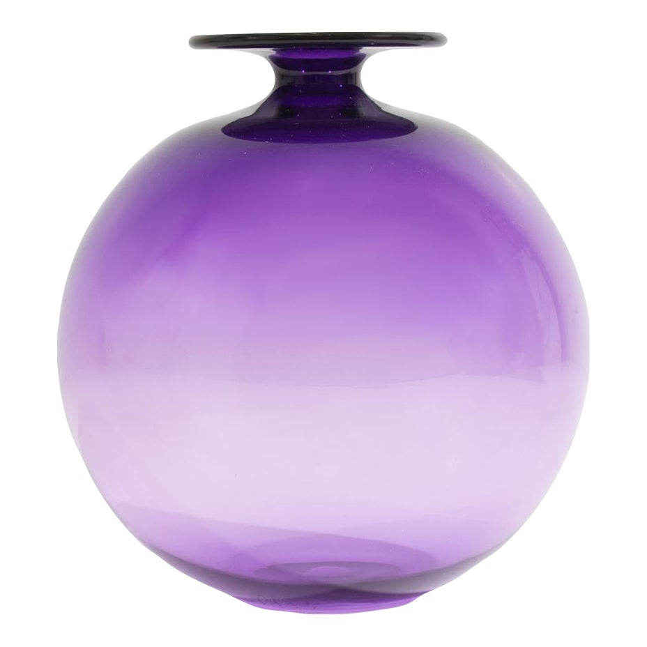 Bruce Clark Signed Art Glass Purple Vase | Chairish