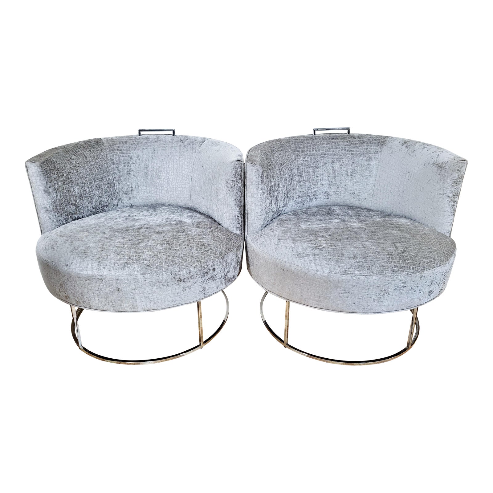 Pair of Modern Vanguard Furniture Roxy Chrome Swivel Chairs by Michael ...