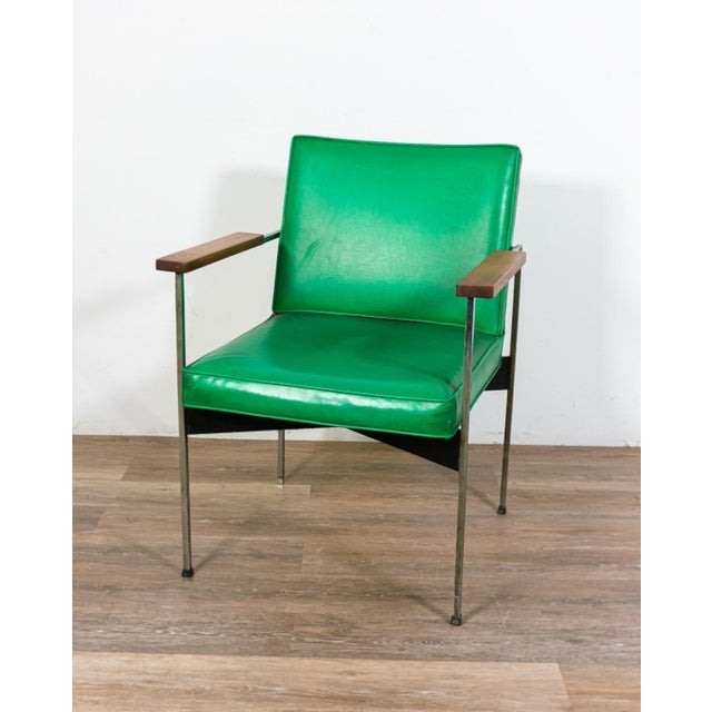 Mid Century Modern Green Leather and Chrome Chairs- a Pair | Chairish