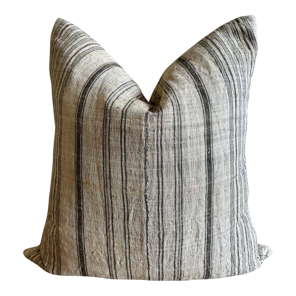 Custom Made Linen Stripe Pillows in Oatmeal With Chocolate Stripes ...