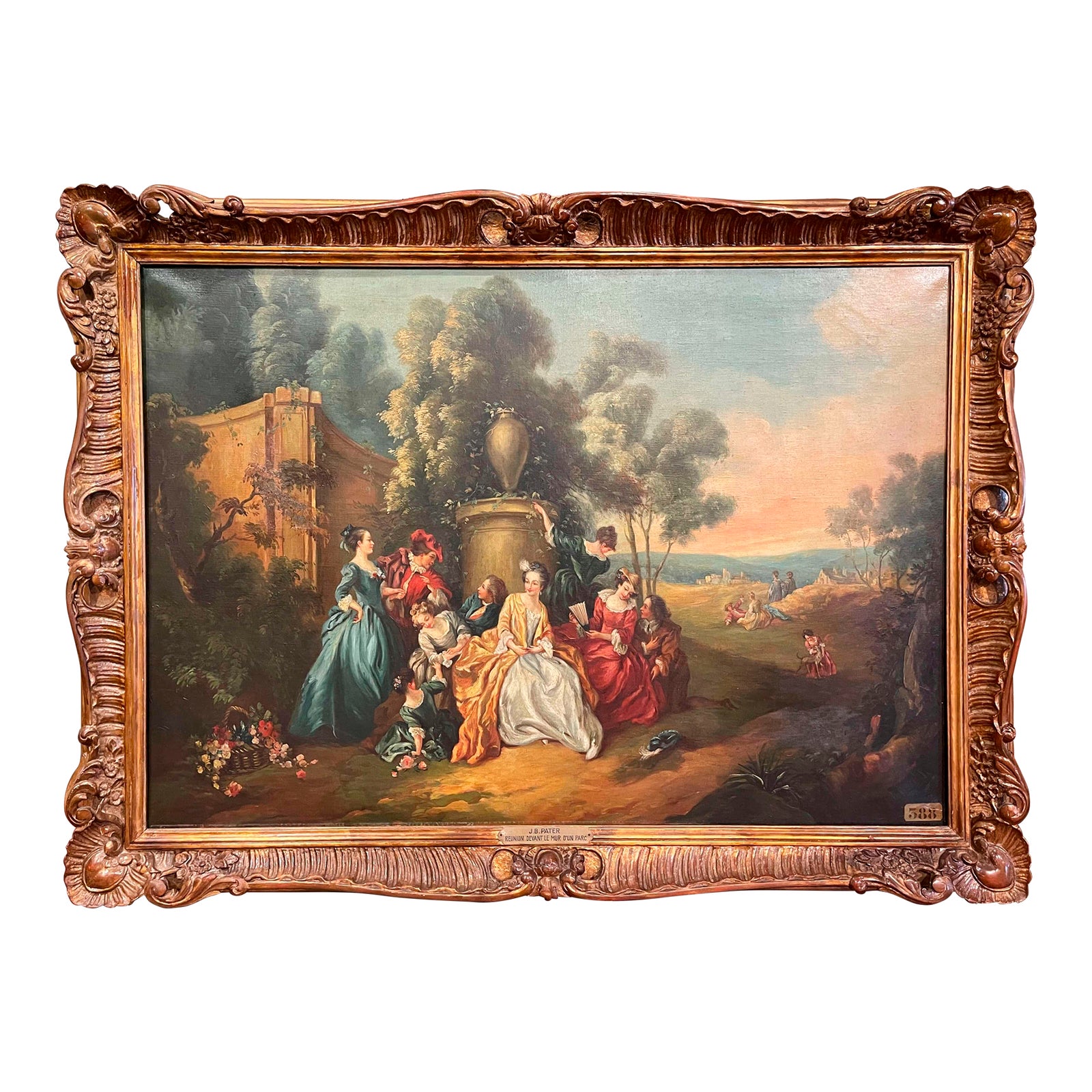19th Century French Oil on Canvas "Fete Galante" Painting After j.b ...
