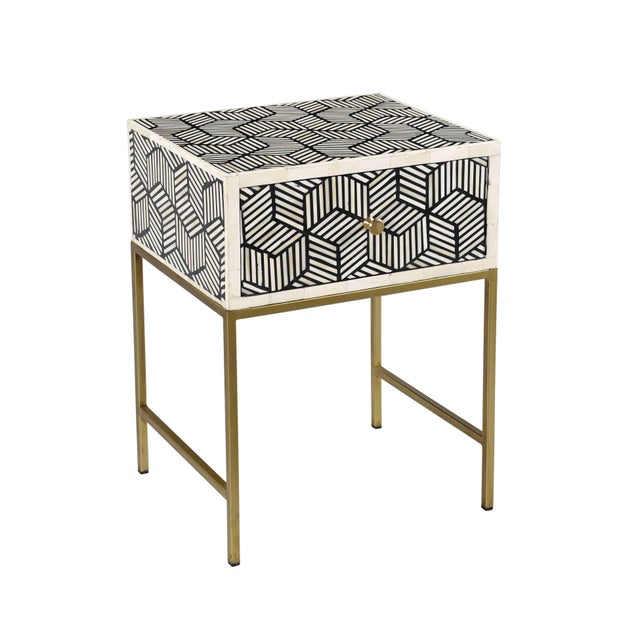 Faux Bone Inlay Side Table | Chairish