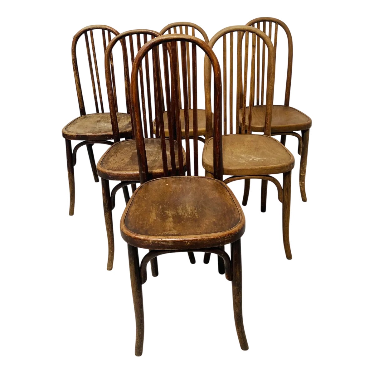 Curved Wooden Chairs, Set of 6 | Chairish