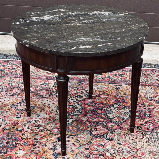 Vintage Drexel French Louis XVI Round Side Table With Marble Top ...