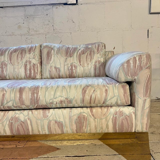 Curved Sectional 80s Sofa With Brass Base Detailing | Chairish