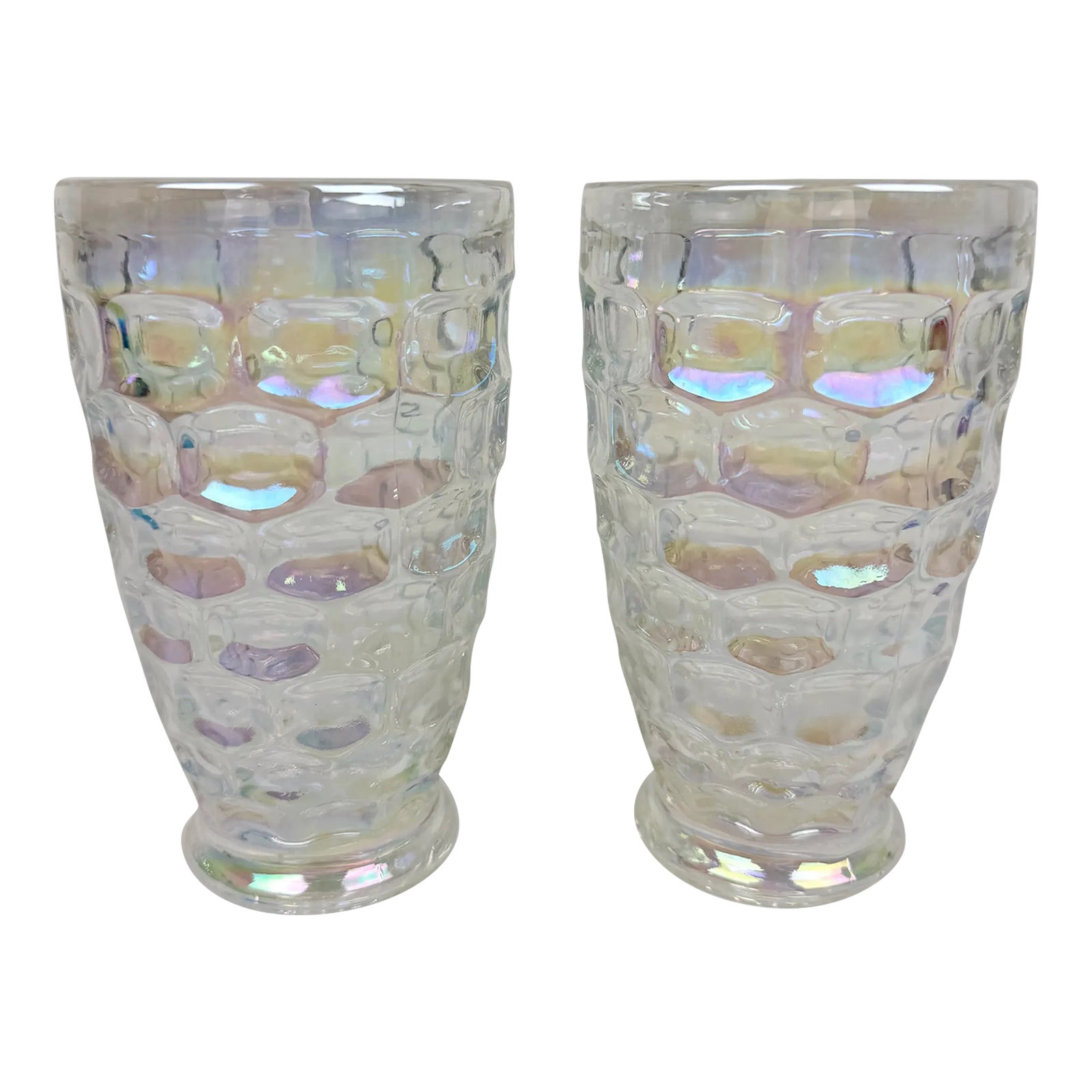 1960s Federal Glass Iridescent Colonial Thumbprint Tumblers- Set of 2 ...