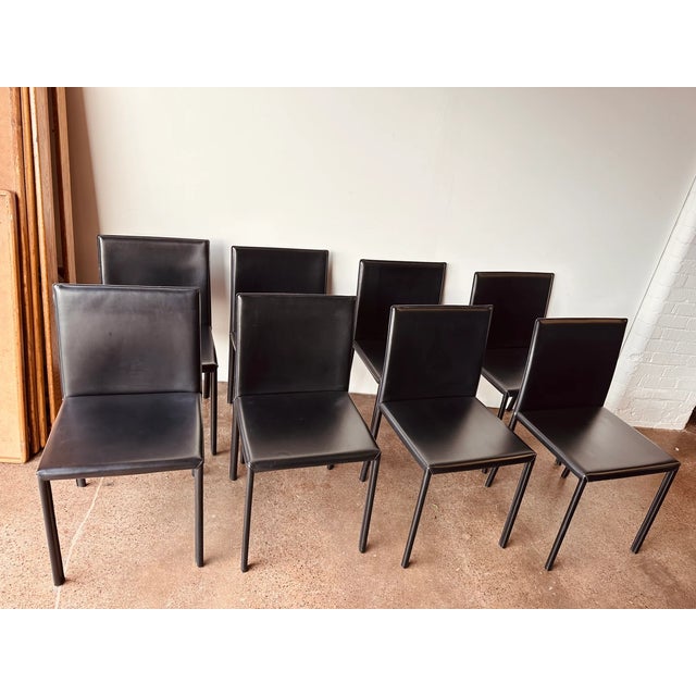 Calligaris Black Italian Leather Dining Chairs - S/6 | Chairish