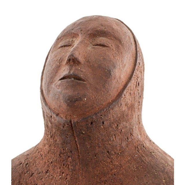 Abstract Red Clay Sculpture of a Seated Figure | Chairish