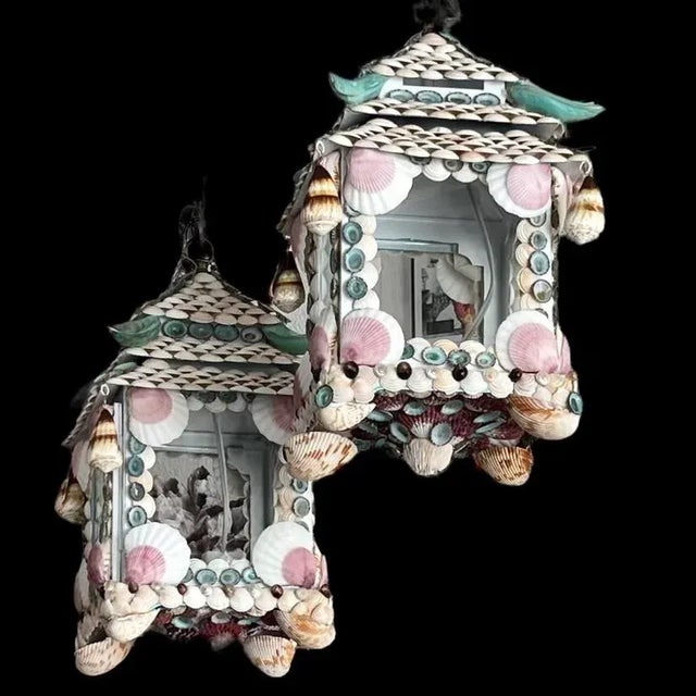 Contemporary Christa's South Seashells Chinoiserie Lanterns - a Pair ...