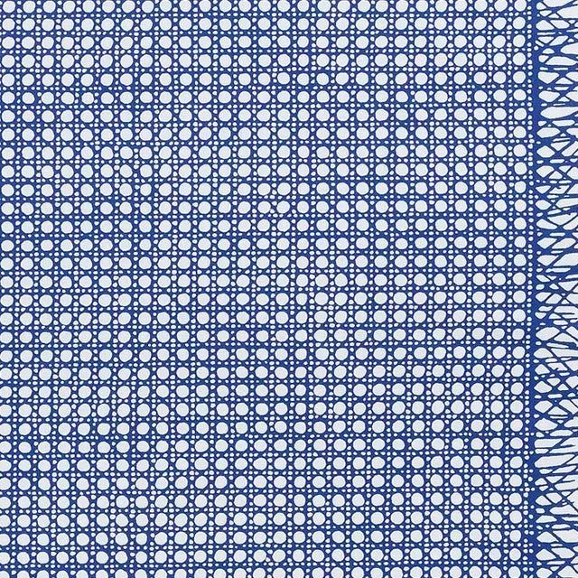 Sample - Schumacher X Vera Neumann Sugar Cane Fabric in Navy | Chairish