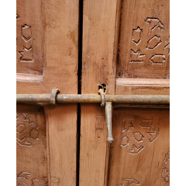 1980s Moroccan Double Panel Arched Wooden Door | Chairish