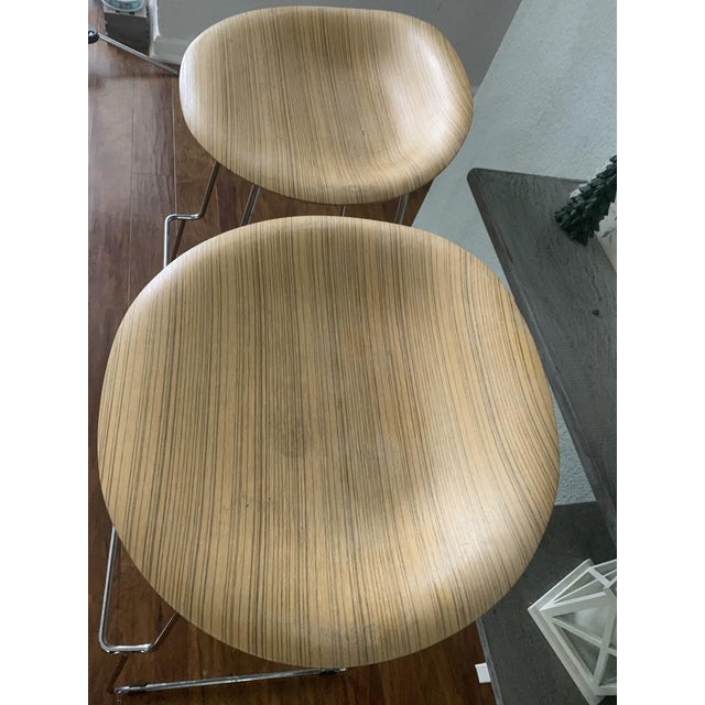Icf Group Italy Wood Metal Designer Eames Style Bar Stools | Chairish