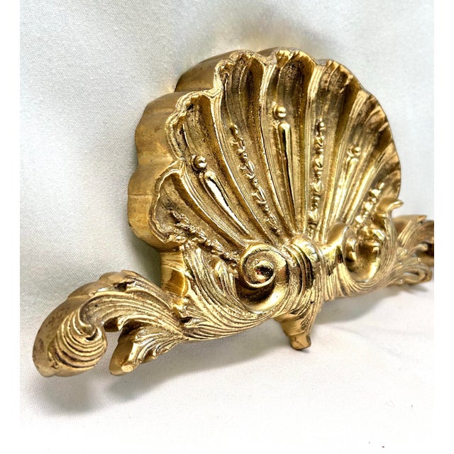 Vintage Rococo Brass Shell Wall Pediment Decor | Chairish