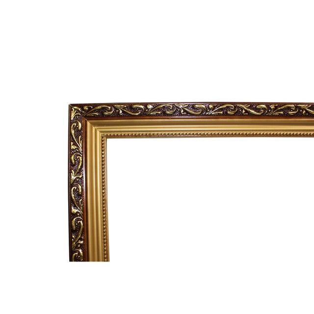 Wood Golden Scroll Motif Rim Rectangular Picture Painting Frame | Chairish
