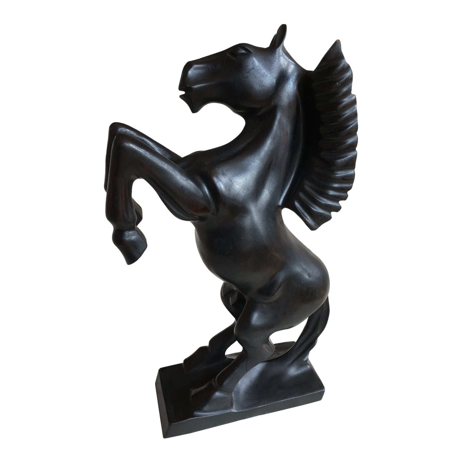 Mid-Century Hand-Carved Wood Stallion | Chairish