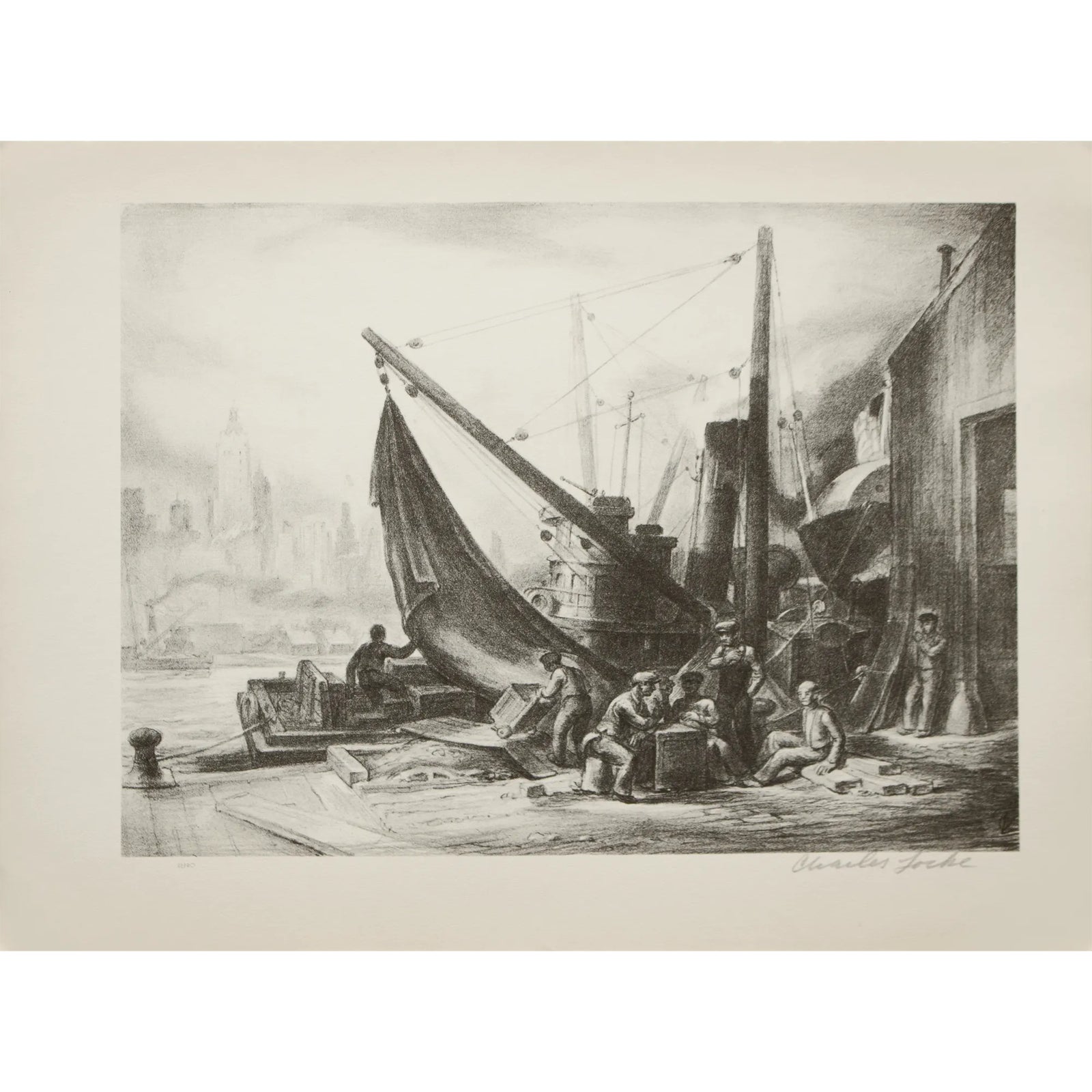 1939 After Charles Locke "Water Front", First Edition Period Offset ...