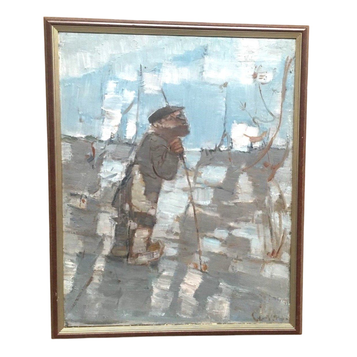 Peasant in the Field, 1980s, Oil on Canvas, Framed | Chairish