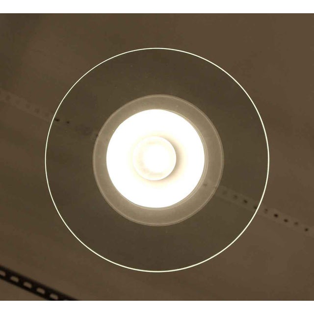 Modern Frosted Glass Pendant Light With Clear Disc | Chairish