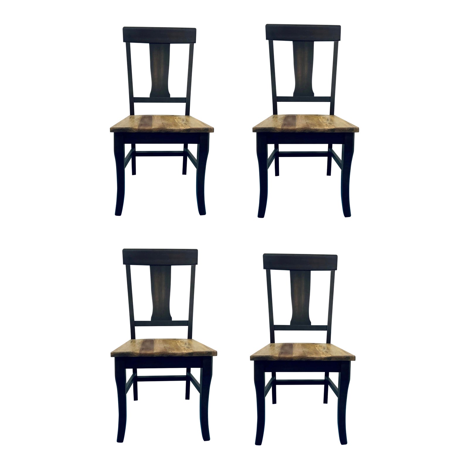 Modern Splat Back Wood Dining Side Chairs Set of 4 | Chairish