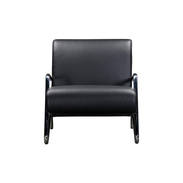 Chrome Leather Lounge Chair | Chairish