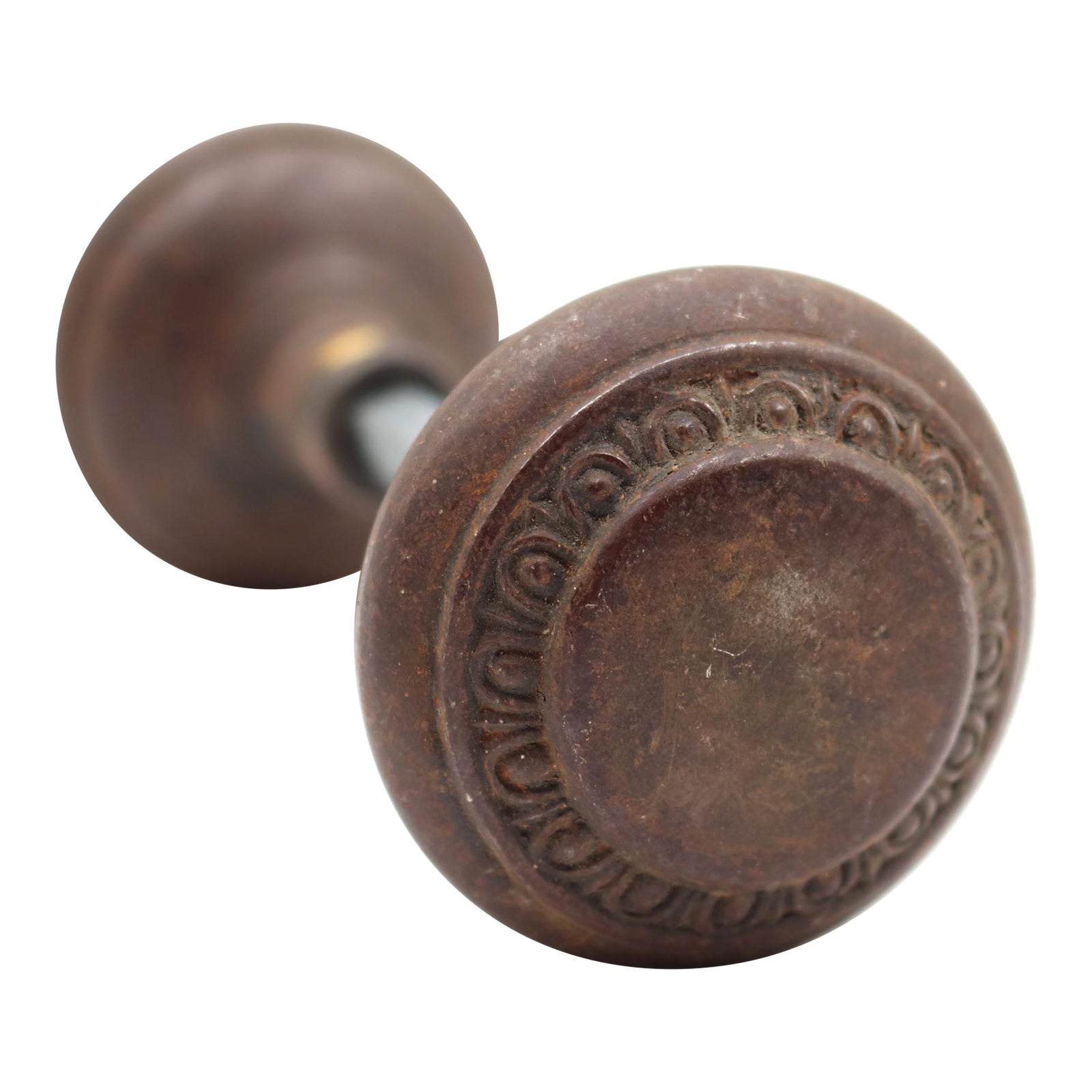 Pair of Antique Greek Reading Steel Passage Door Knobs | Chairish