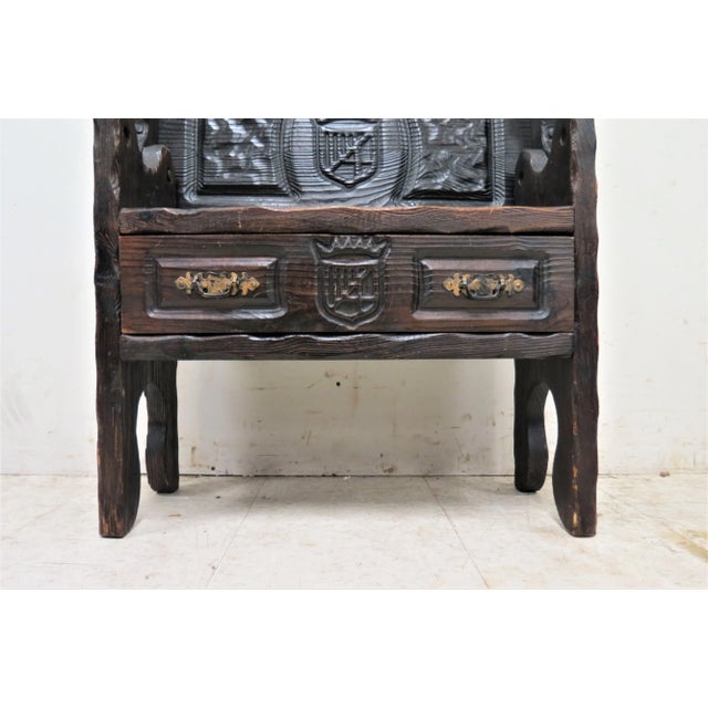 Antique Gothic French Heavily Carved Small Monks Bench | Chairish