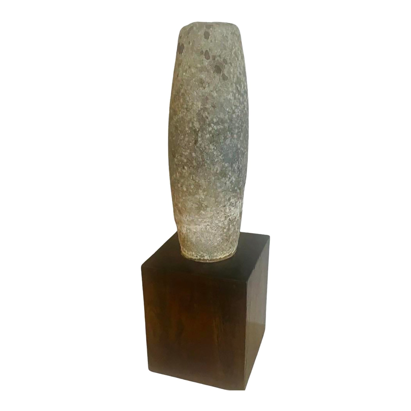 Asian Stone Relic Sculpture on a Wood Base (16” High) | Chairish