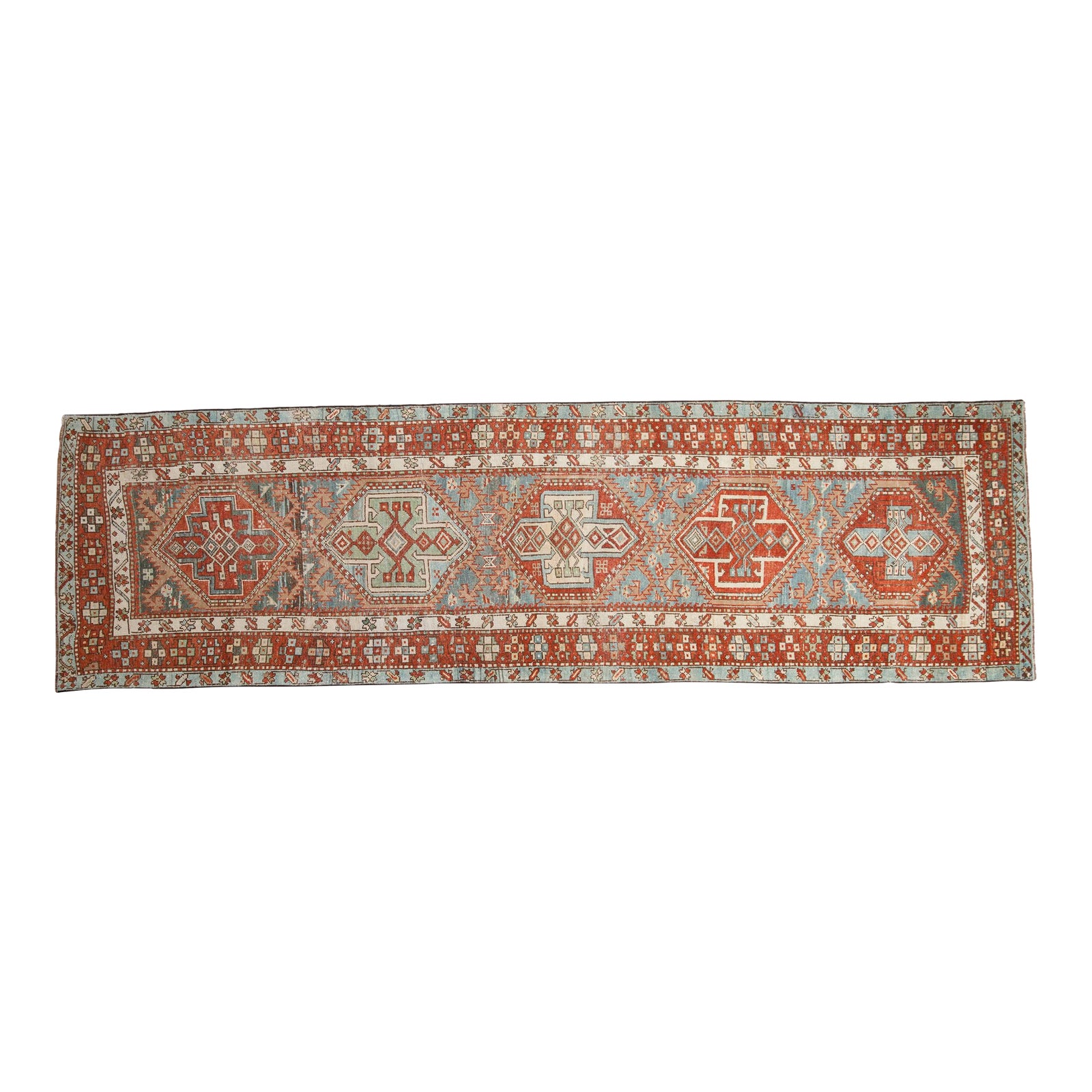Vintage Distressed Karaja Rug Runner - 3'6" X 12'3" | Chairish